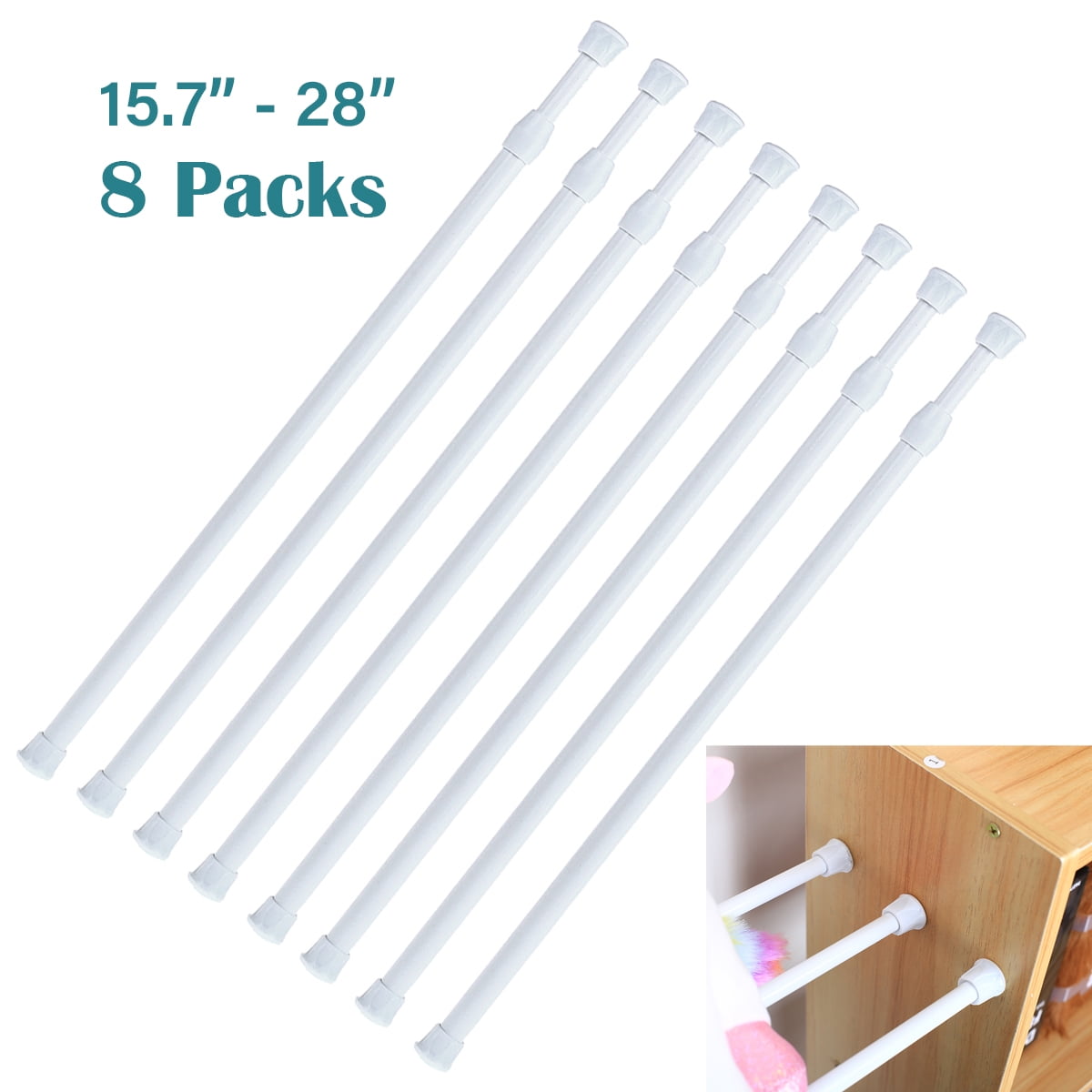 "Tension Rods - 8 Pack Cupboard Bars Tensions Rod 15.7" to 28"(Approx ...