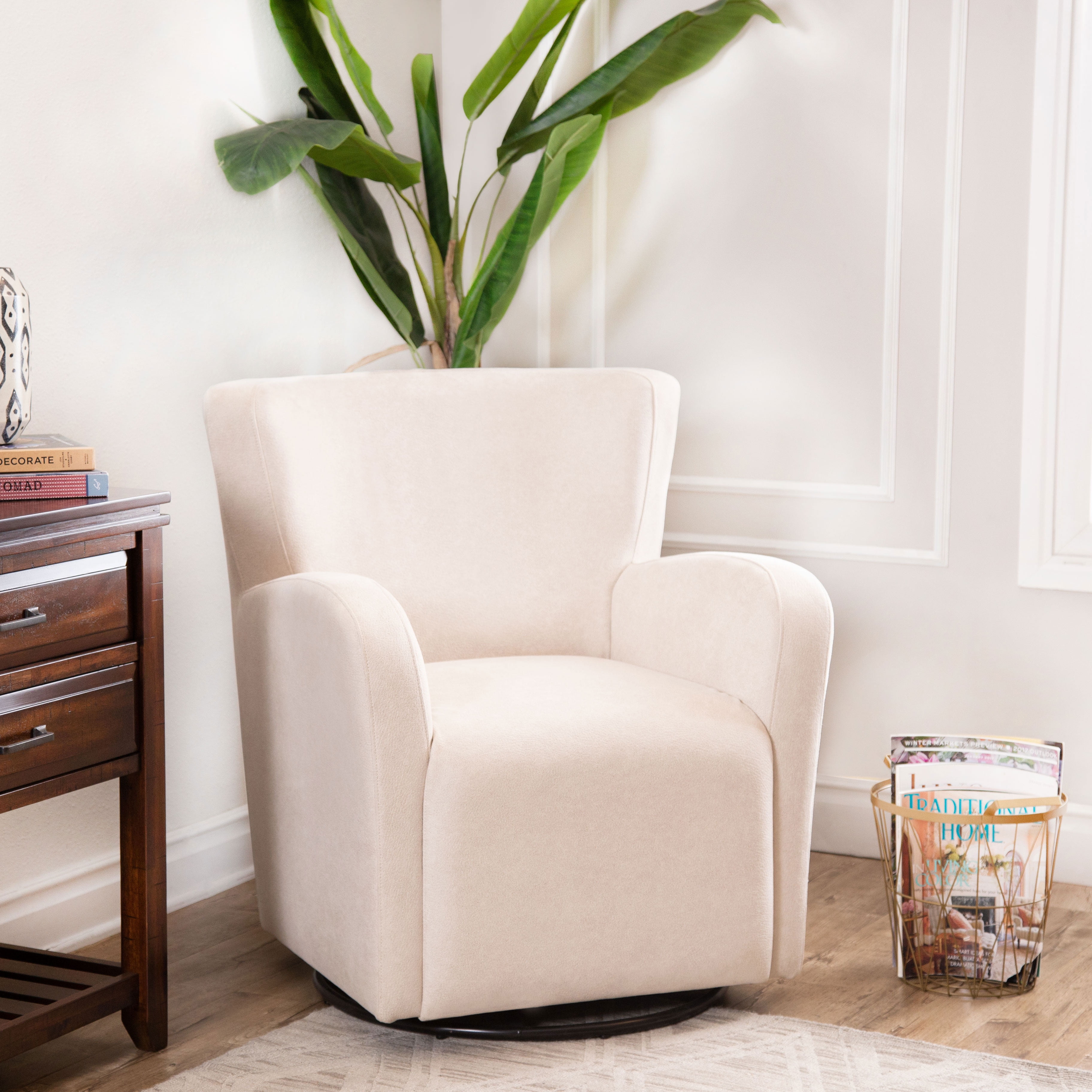 Devon & Claire Melanie Ivory Swivel Chair - Walmart.com