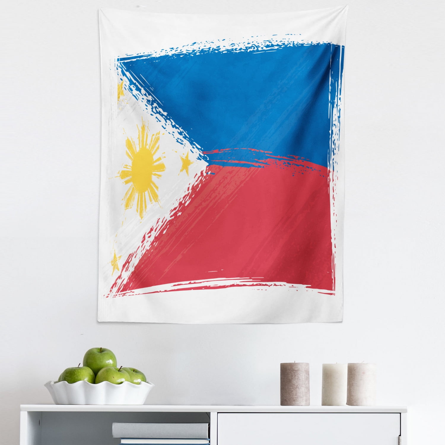 Filipino Tapestry, Brush Stroke Style Grungy Philippines National Flag ...
