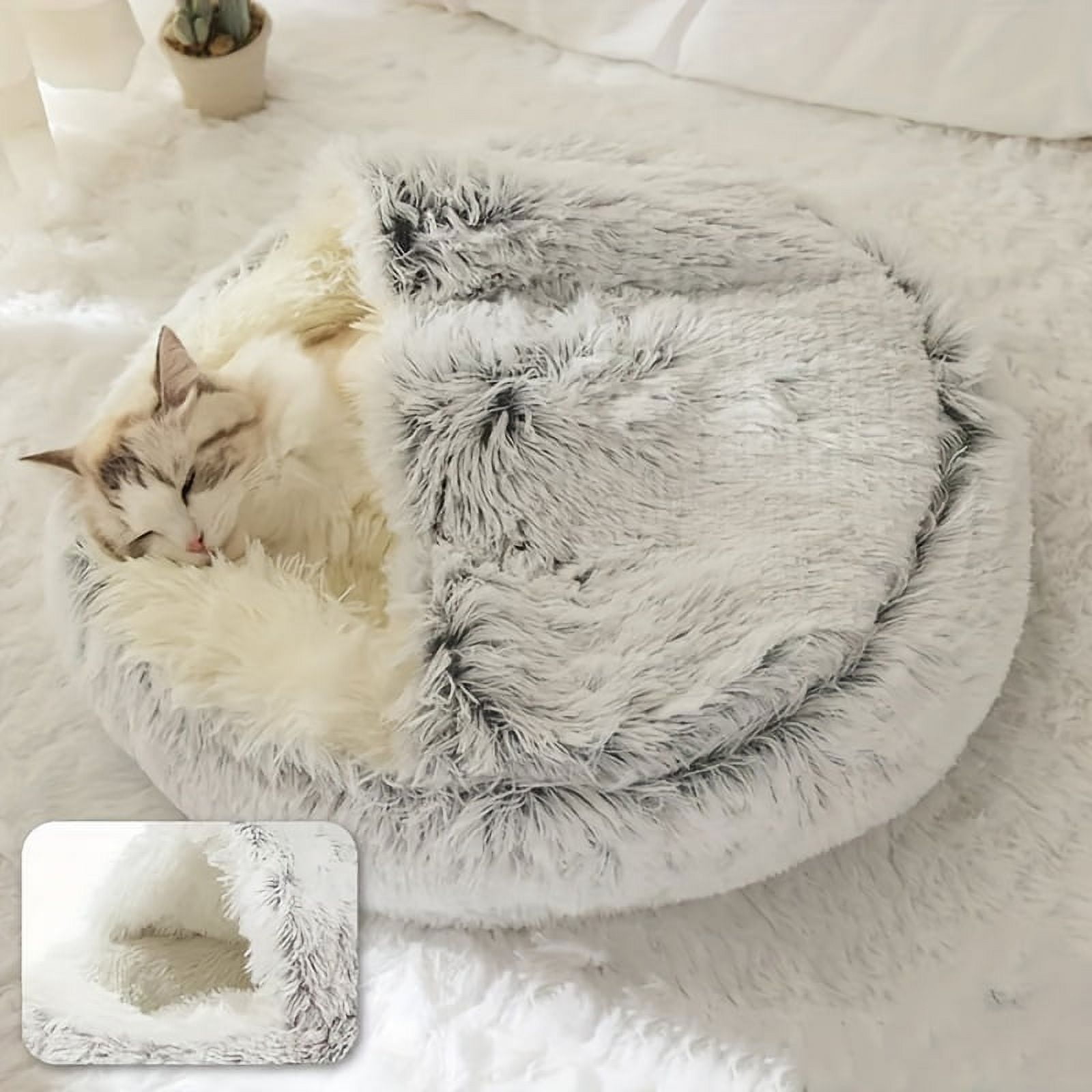 Click here for Grm Plush Round Hooded Pet Bed  Warm Dog Bed For S... prices