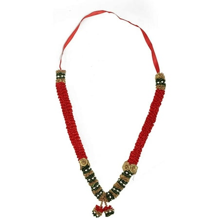 Set of 4 Red Orange HTCM Ribbon Garland Haar Mala for Large Idol-Mala ...
