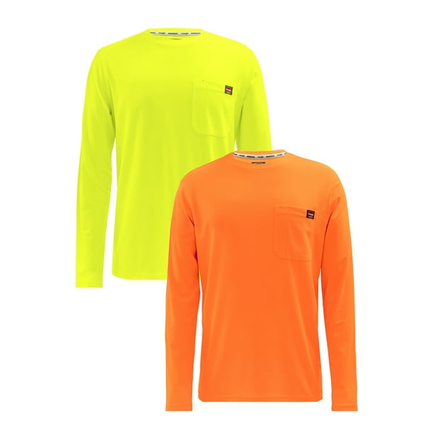 Wrangler Workwear Men's Long Sleeve Performance Pocket Tee, 2 Pack ...