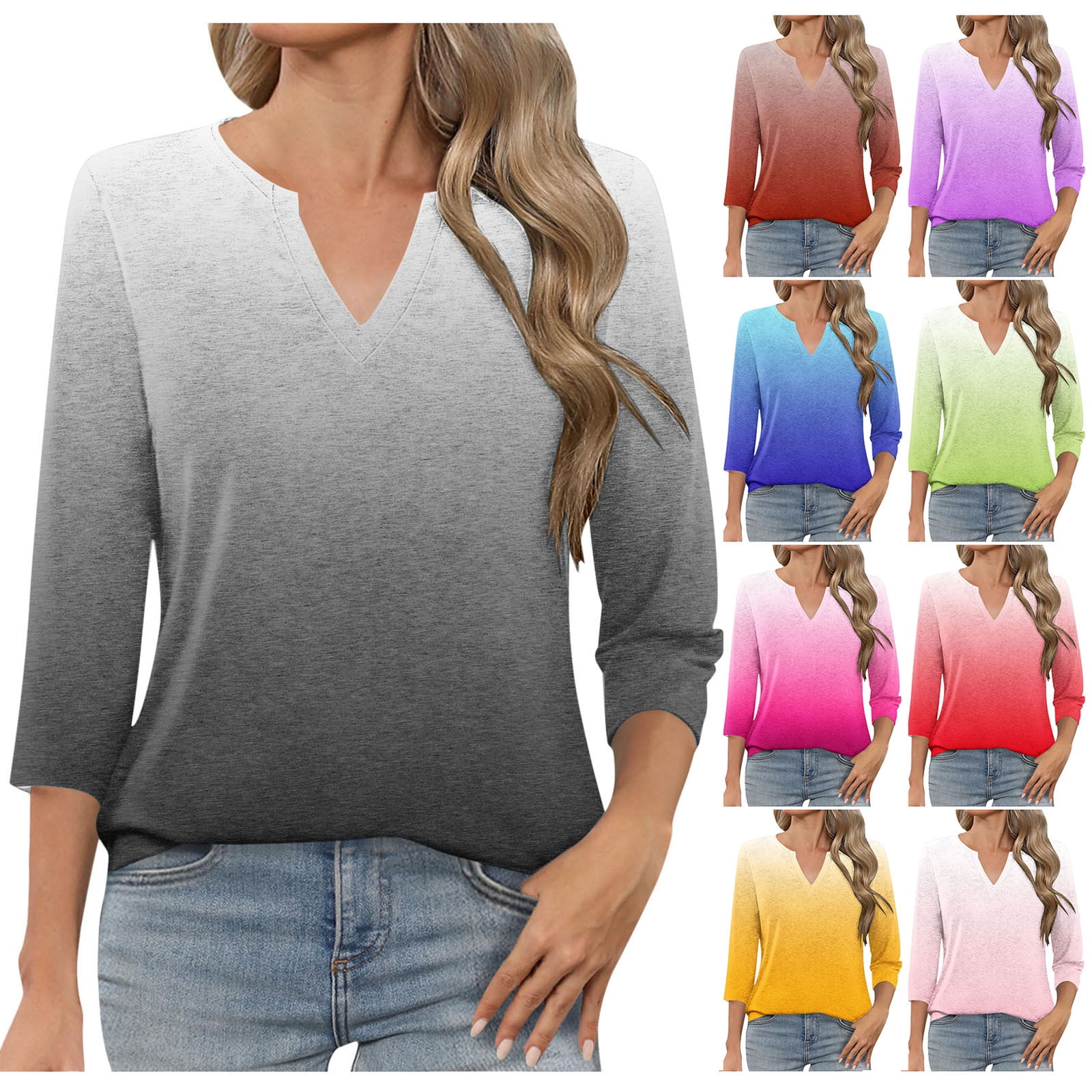 Click here for Xihomeca Ladies Fashion Printed V Neck Three Quart... prices