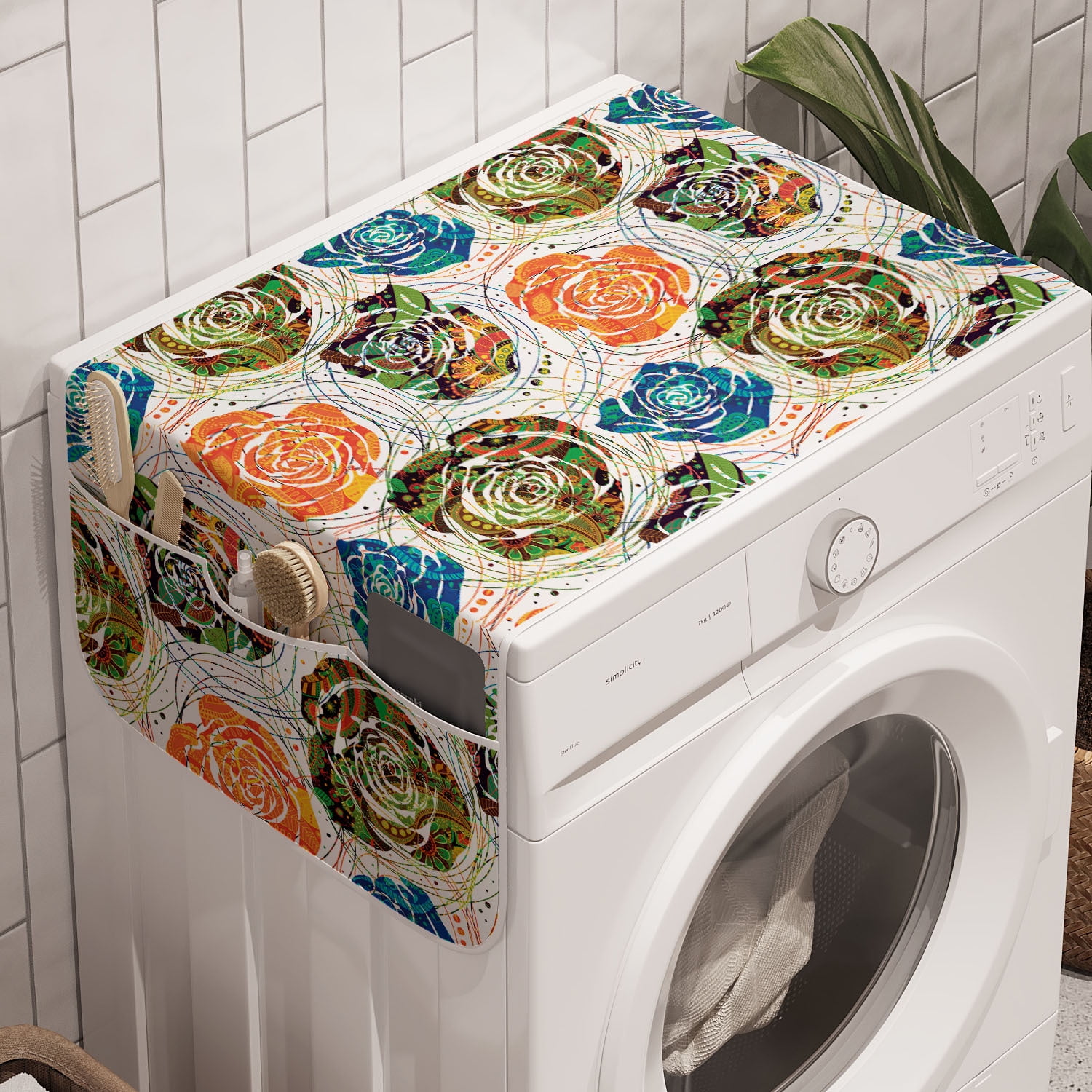 Abstract Washing Machine Organizer, Paisley Inspired Mandala Built-in ...