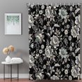 Bathroom Shower Curtain Retro Floral Blossom Flower on Black Waterproof ...