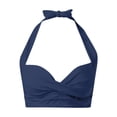 DORKASM Women's Navy Blue Cross-Front Bikini Top – Style with Built-In ...