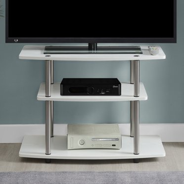 Furinno Turn-N-Tube 3-Tier No Tool TV Stand, Gray/Black, Durable ...