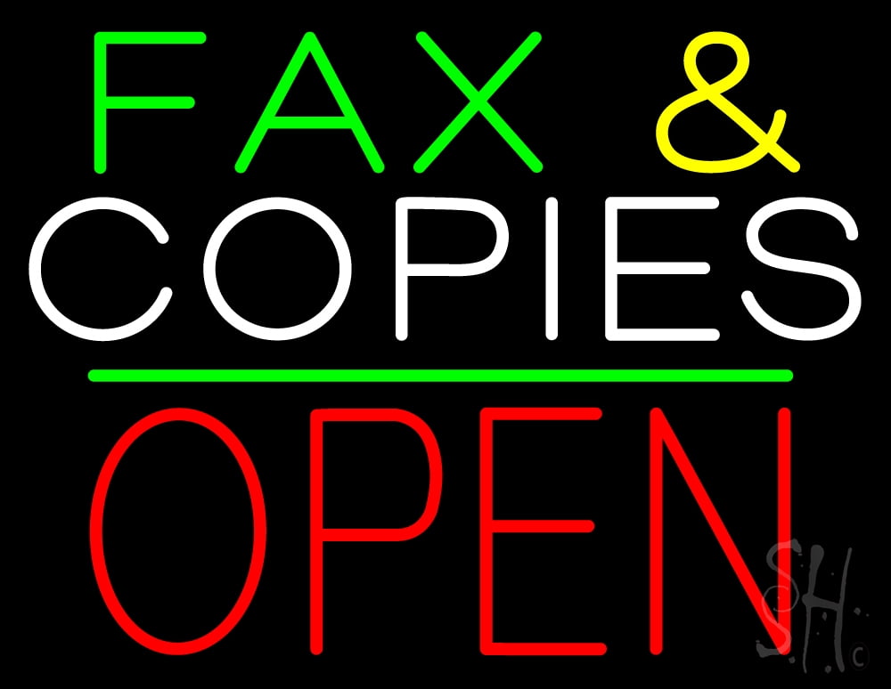 Fax and Copies Block Open Green Line LED Neon Sign 15 x 19 - inches ...