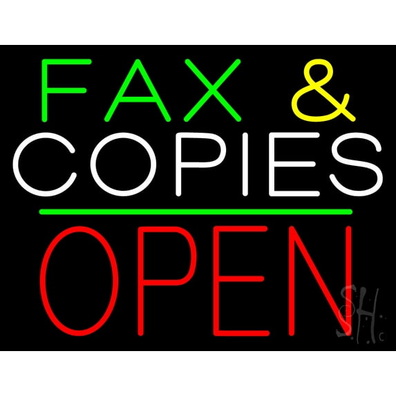 Fax and Copies Block Open Green Line LED Neon Sign 15 x 19 - inches ...