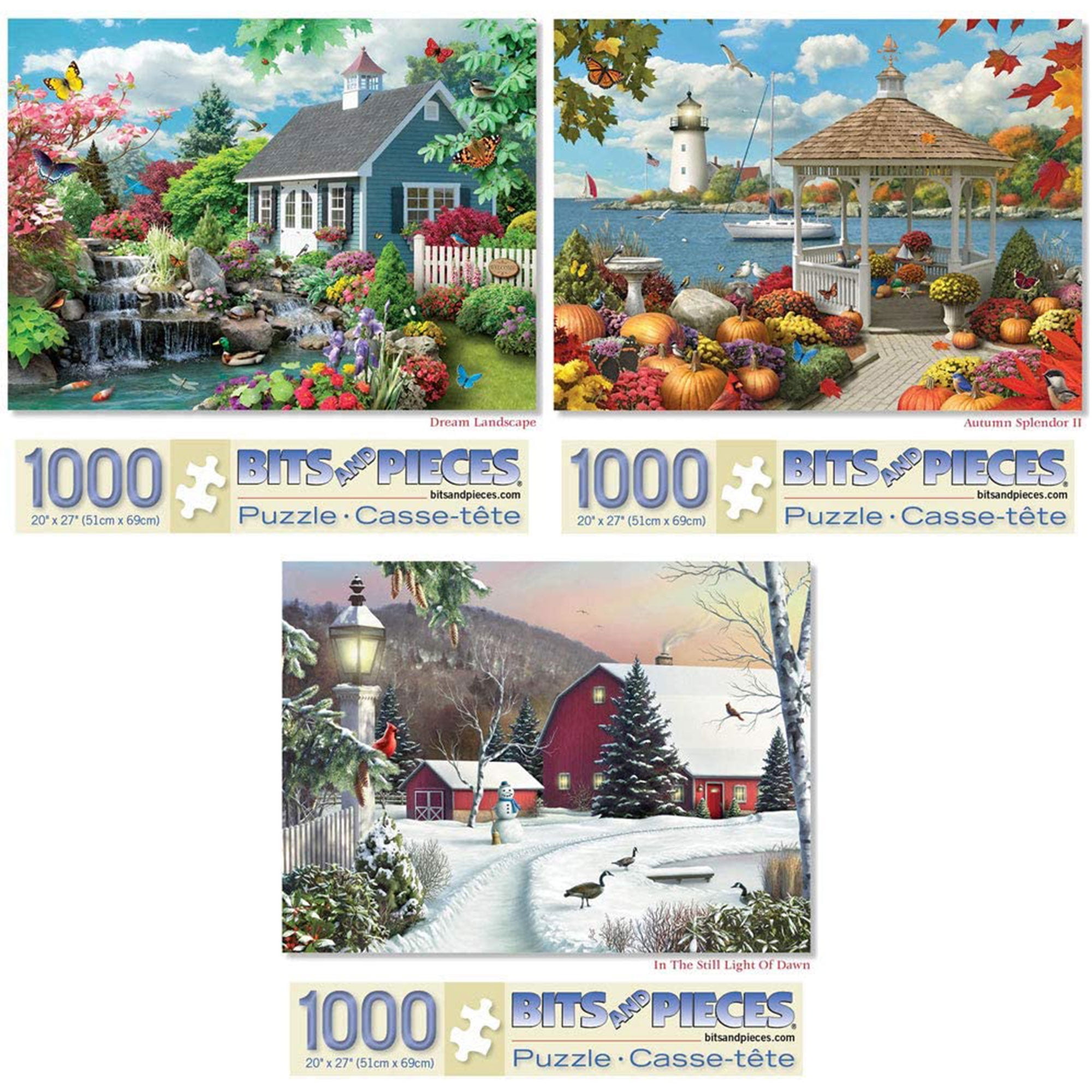 Bits and Pieces 1000 Piece Jigsaw Puzzle Seasons Collection, 3 Pack ...