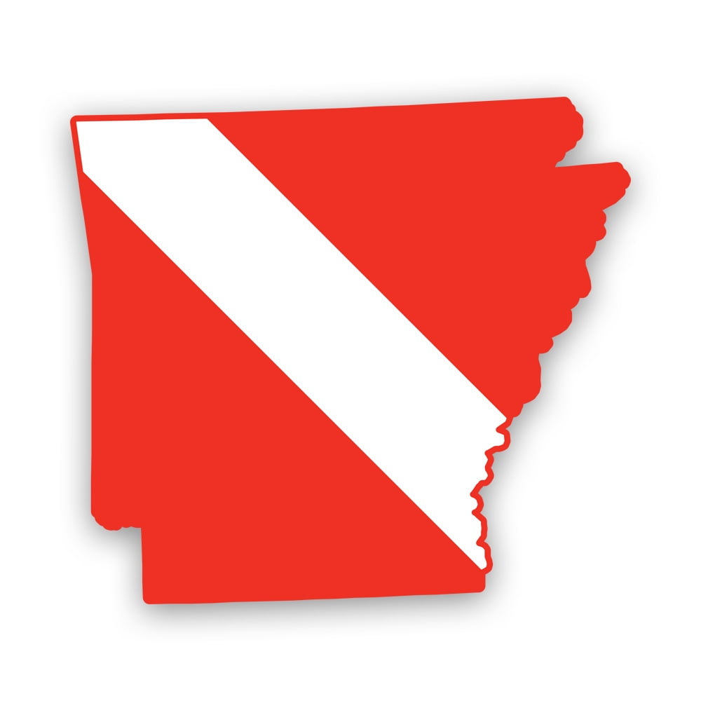 Arkansas State Shaped Diver Down Flag Sticker Decal - Self Adhesive Vinyl - Weatherproof - Made ...
