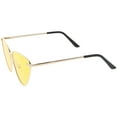Oversize Cat Eye Sunglasses Thin Metal Frame Color Tinted Flat Lens