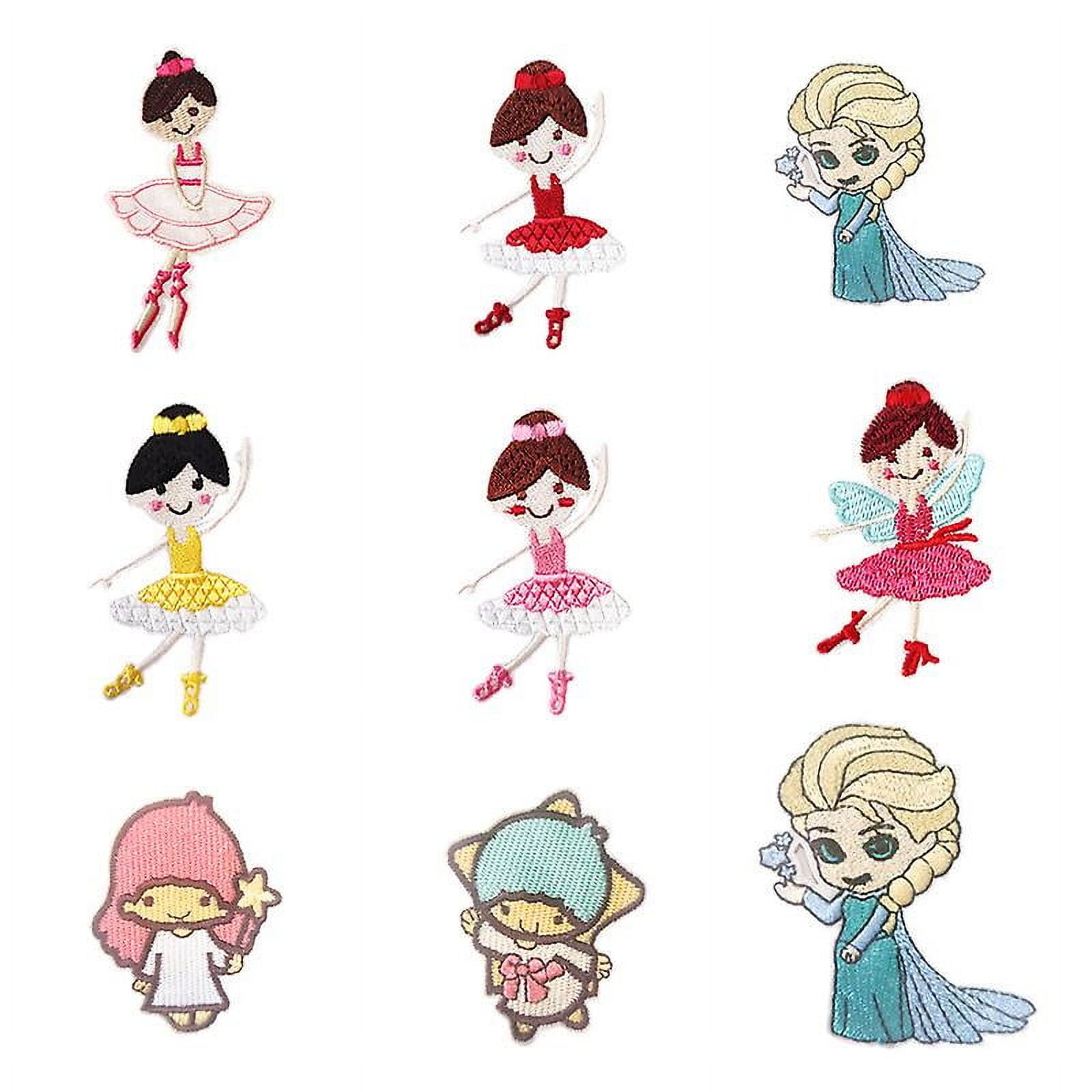 A Set Of 9 Embroidery Stickers Cartoon Girl Princess Cloth Stickers ...