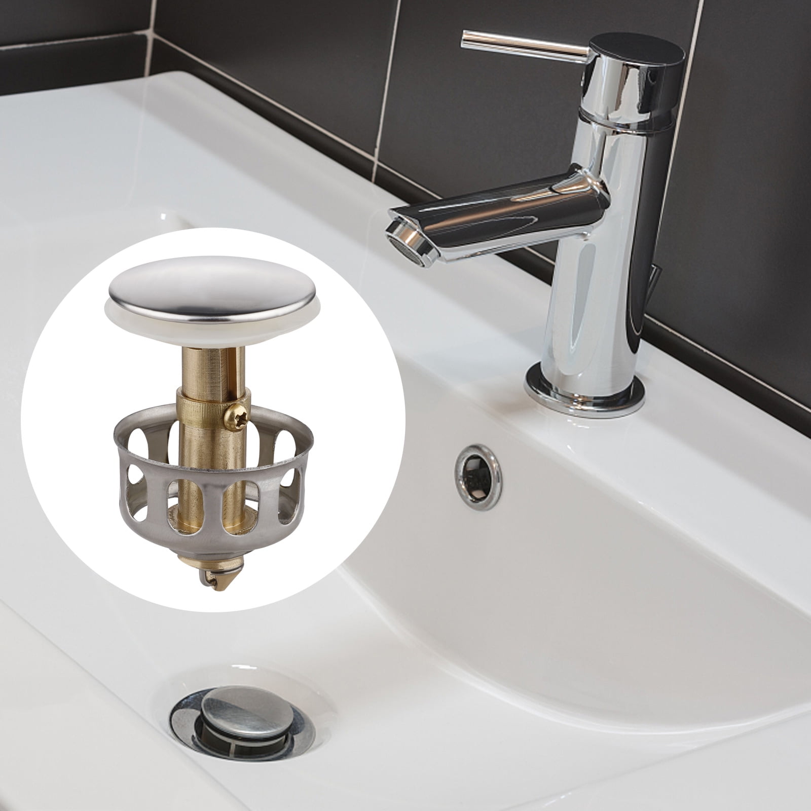 Pop Up Sink Plug Replacement for Washbasin Brass Chrome 38mm Cap ...