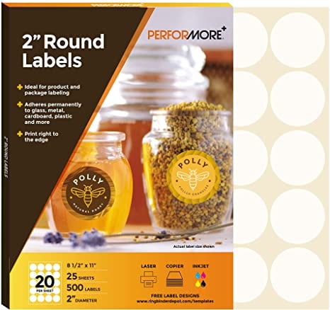 2 Inch Round Labels, Pack of 500 Circle Stickers, 25 Sheets of Blank ...