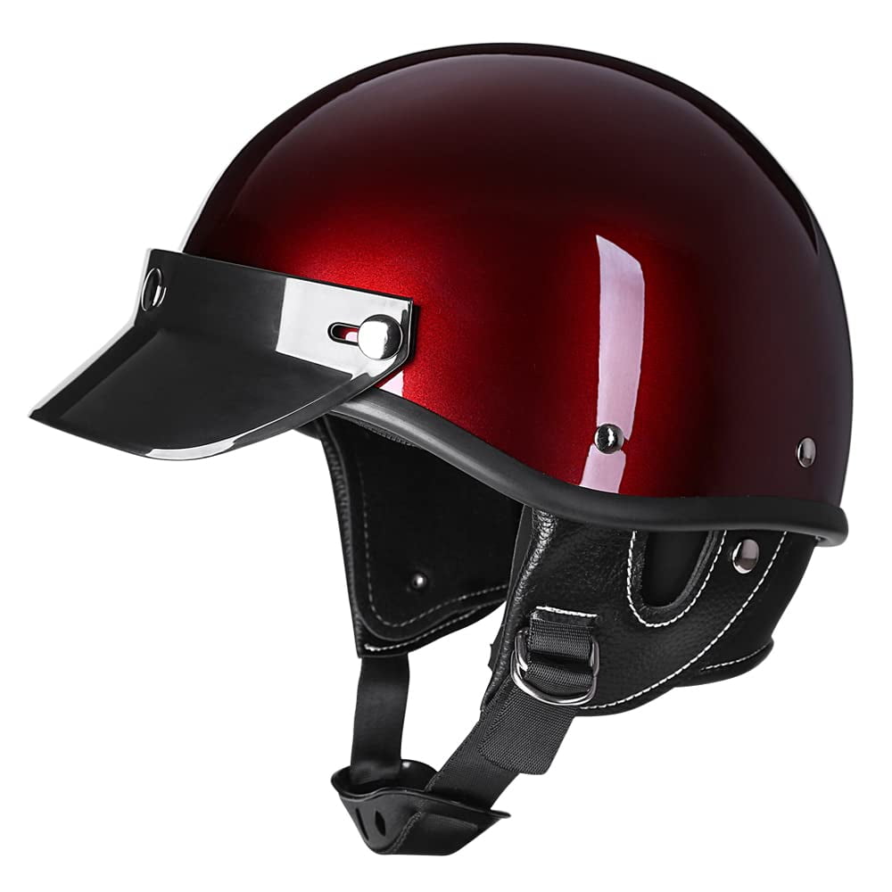 Casco Woljay Retro Half, certificado DOT, rojo (L) | Walmart en línea