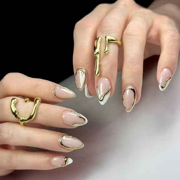30Pcs Almond Fake Nails Press On Nails Artificial Nails False Nails ...