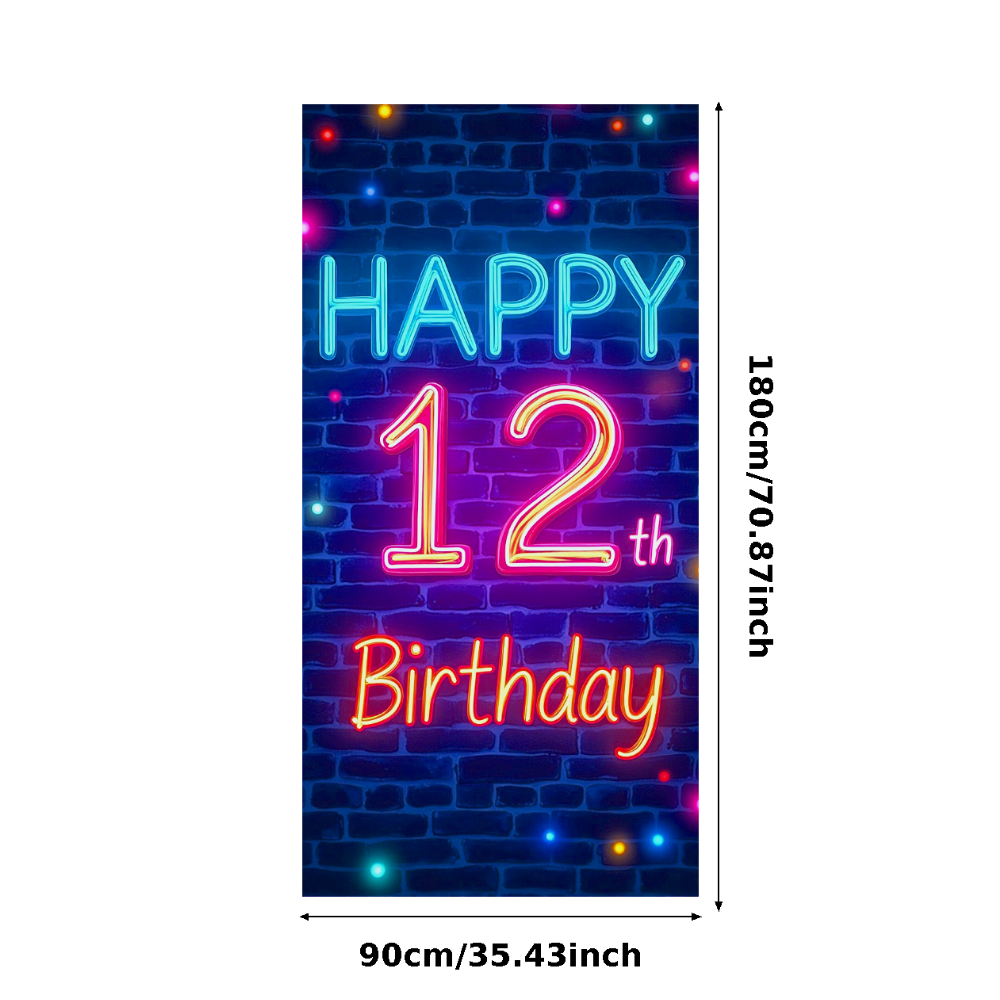 Click here for Yezdix Neon Style 12th Birthday Banner Happy Birth... prices