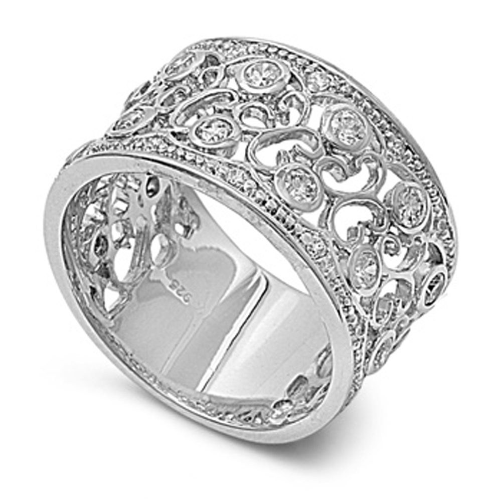 Sterling Silver Women s Clear CZ Vintage Ring Sizes 6 7 8 9 10 Cute