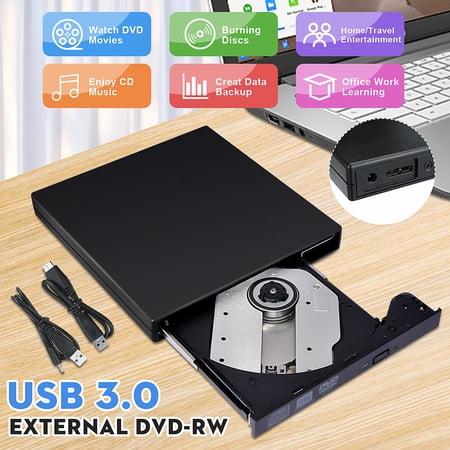 Classic Pop-up USB 3.0 External DVD CD Drive, Portable External DVD/CD ...