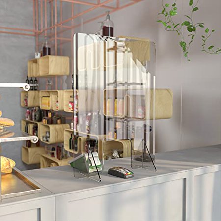 Flash Furniture Clear Freestanding Portable Protective Acrylic Sneeze ...