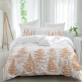 4 Piece Duvet Cover Set Queen, Orange Pine Tree Forest Sketch Art Soft ...