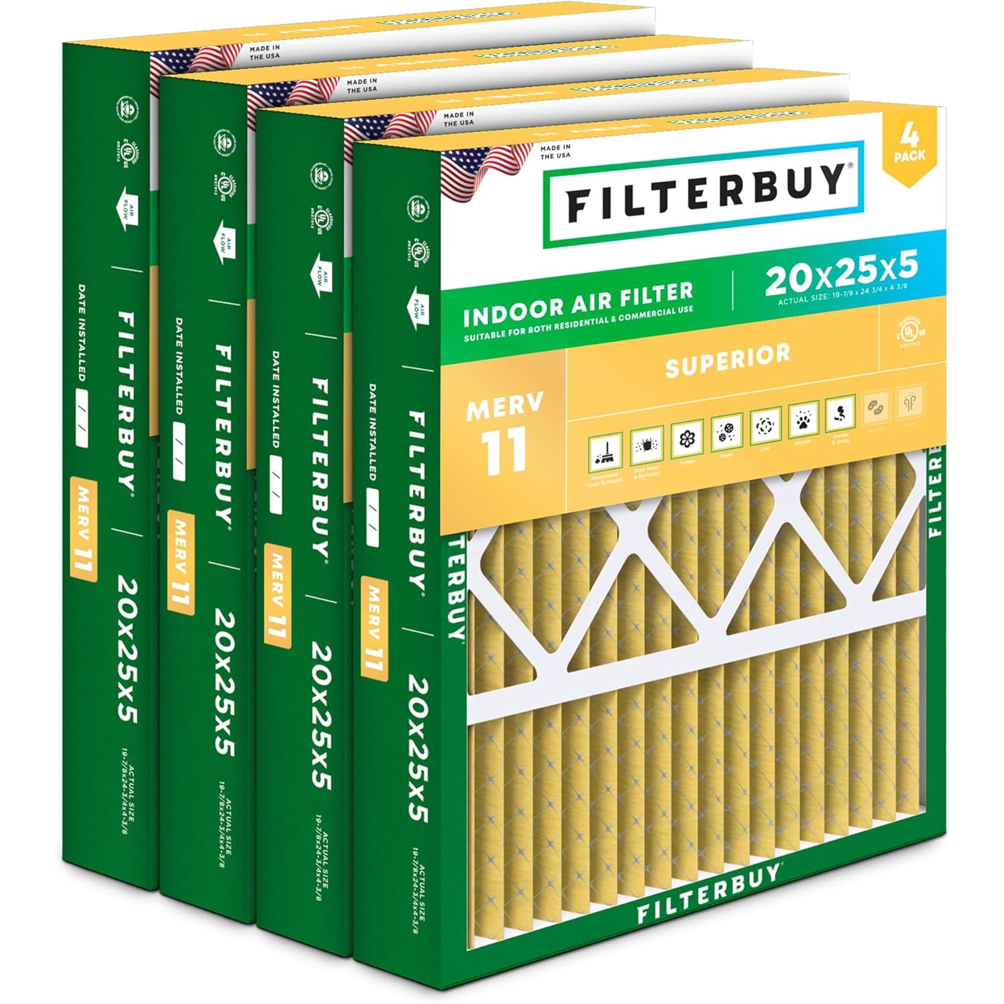Click here for Filterbuy 20x25x5 Merv 11 (Mpr 1200) Allergen Defe... prices