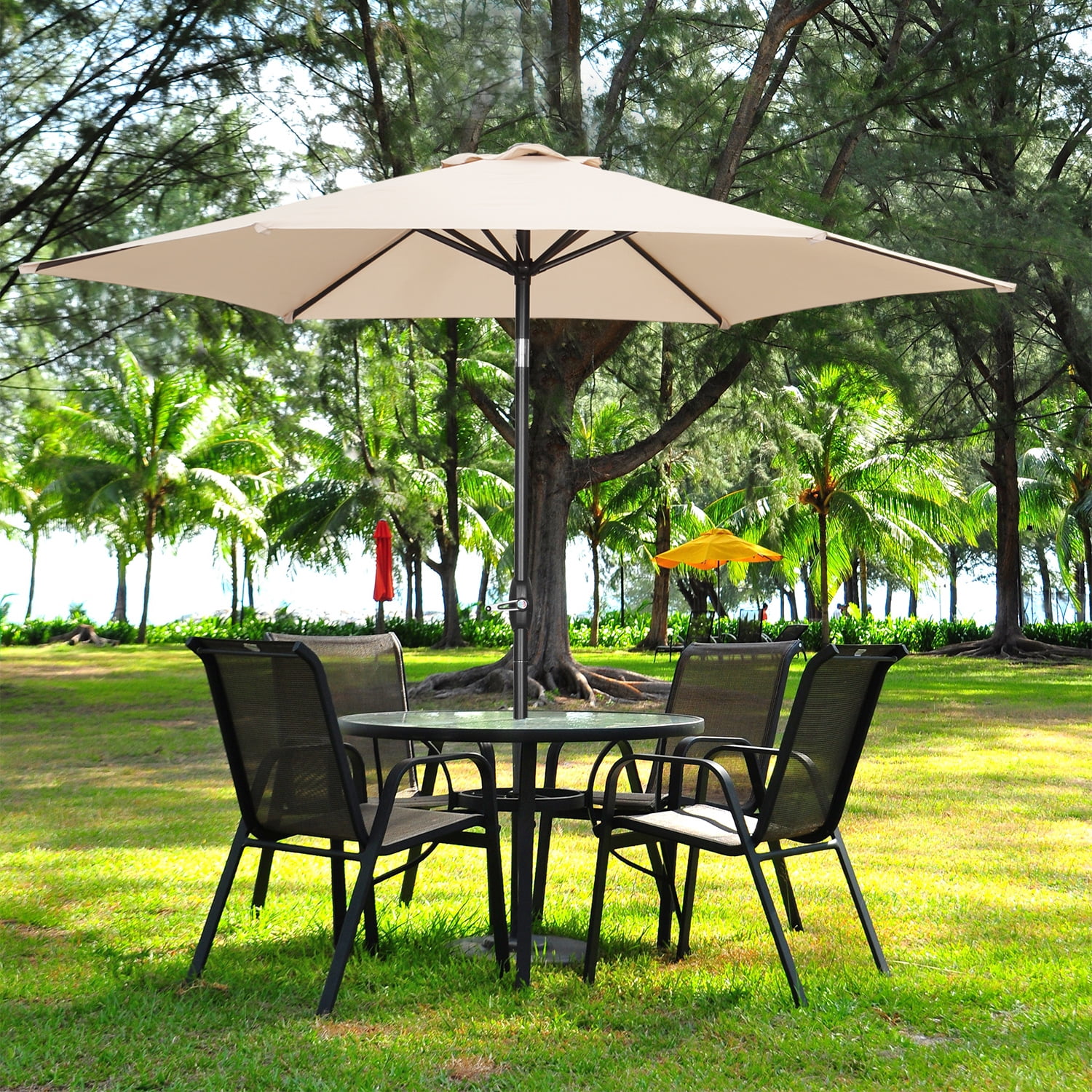 Ainfox 9ft Patio Umbrella Outdoor Portable Table Market Umbrella with ...