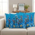 Blue Coastal Octopus Throw Pillow Covers 16 x 16 Inch Pillow Covers Set ...