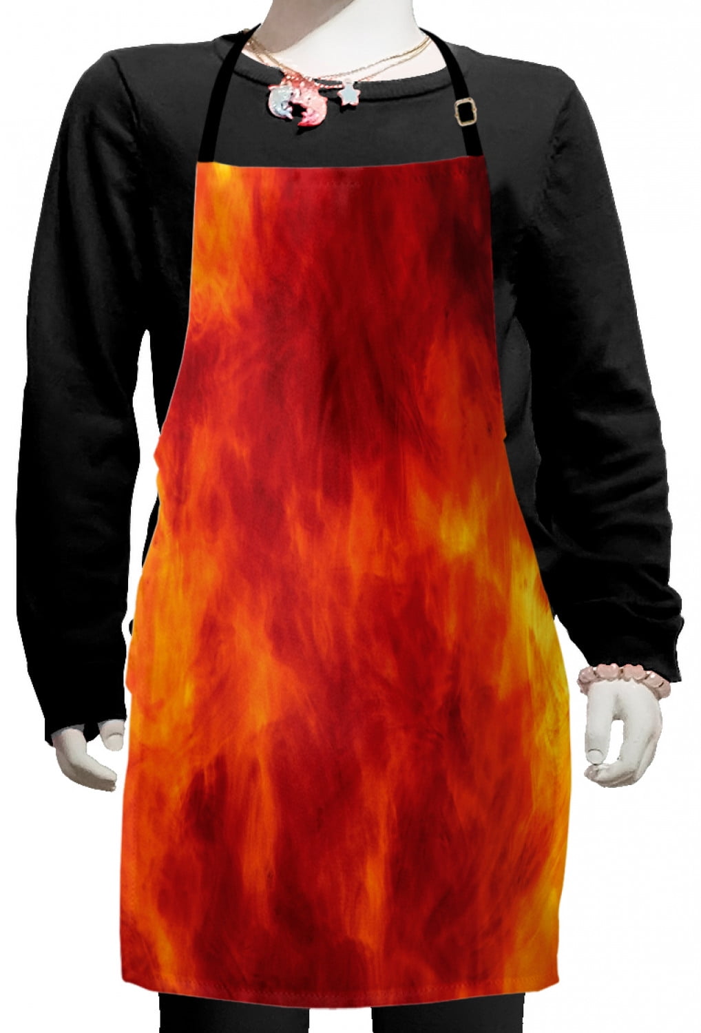 Orange Kids Apron, Graphic of Fire Vibrant Flames Illustration Heat ...