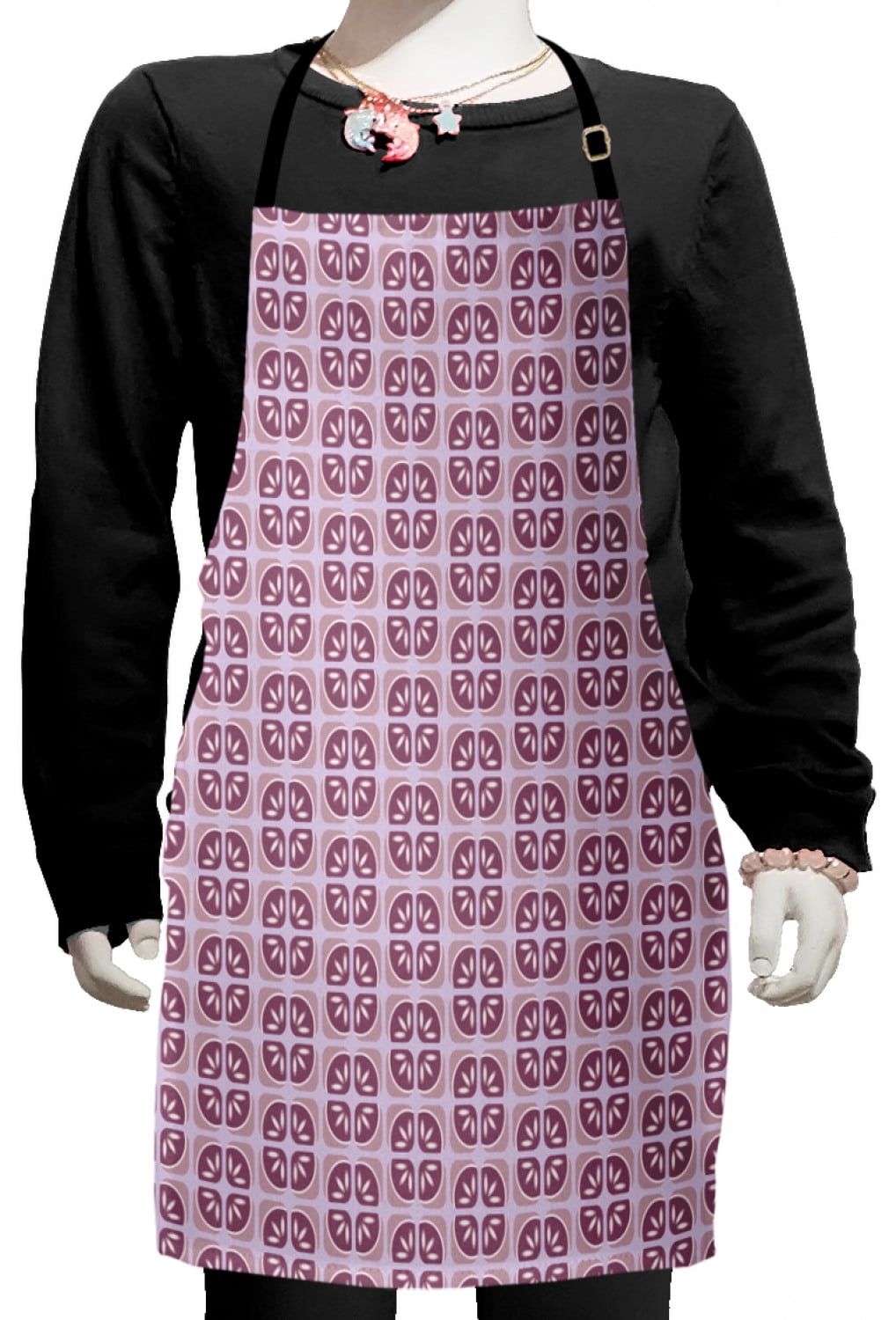 Retro Kids Apron, Continuous Cubic 70's Floral Motifs Graphic Pattern ...