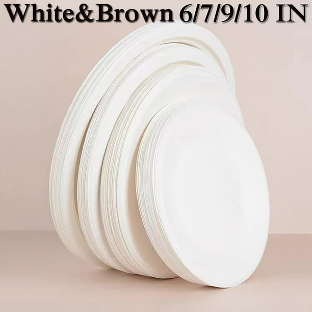 100% Compostable 6 Inch Heavy-Duty Paper Plates Eco-Friendly Disposable ...