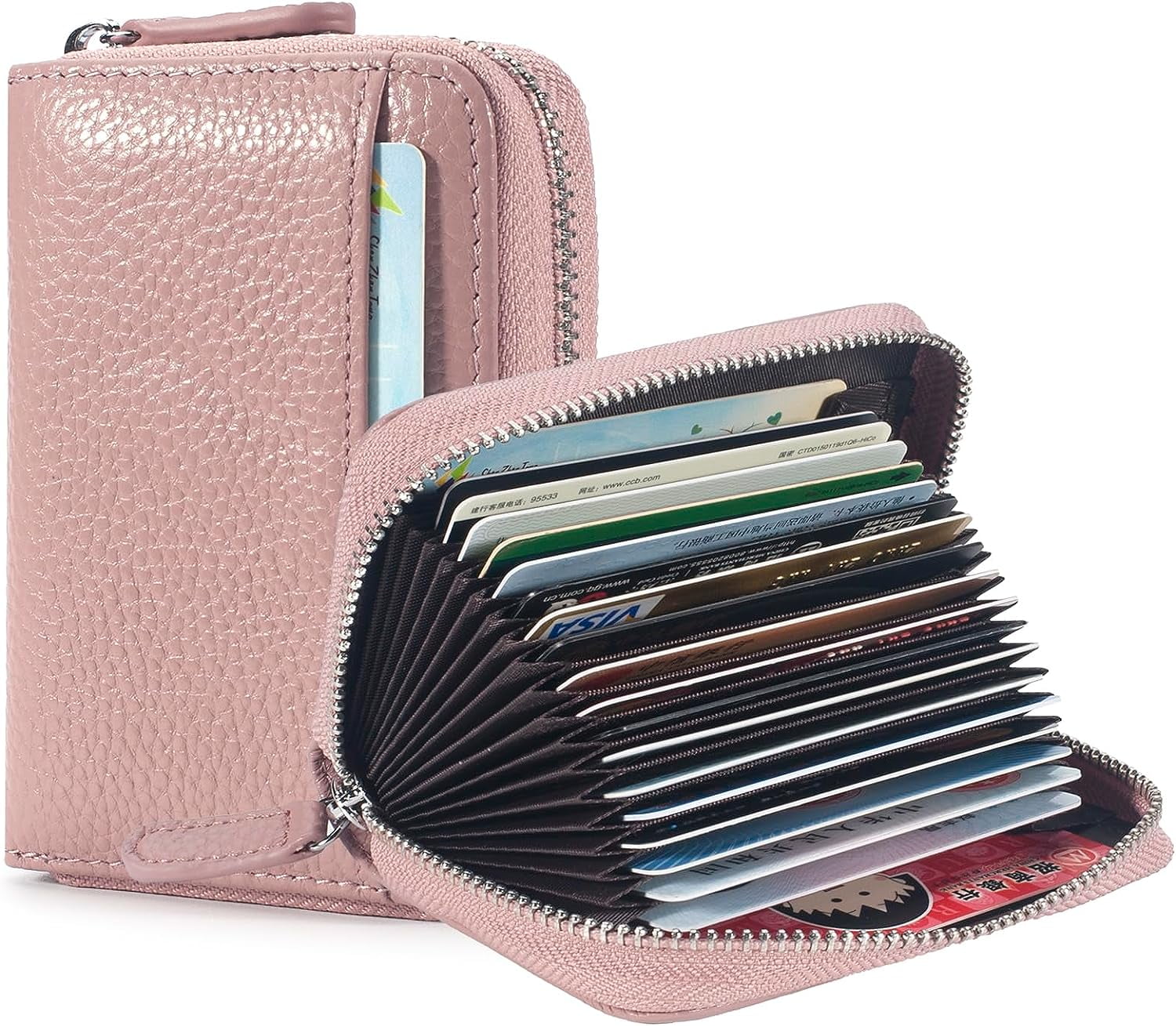 Credit Card Holder Wallet RFID Blocking Slim Genuine Leather Organizer ...
