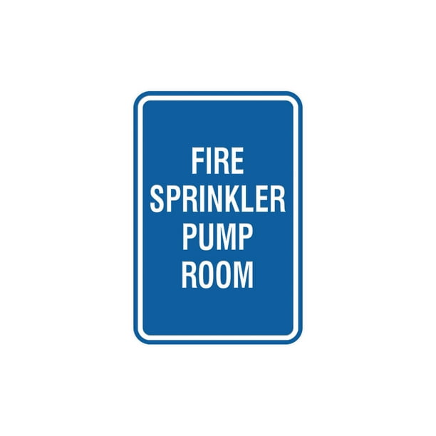 Portrait Round Fire Sprinkler Pump Room Sign (Blue) - Large 6" x 8 ...