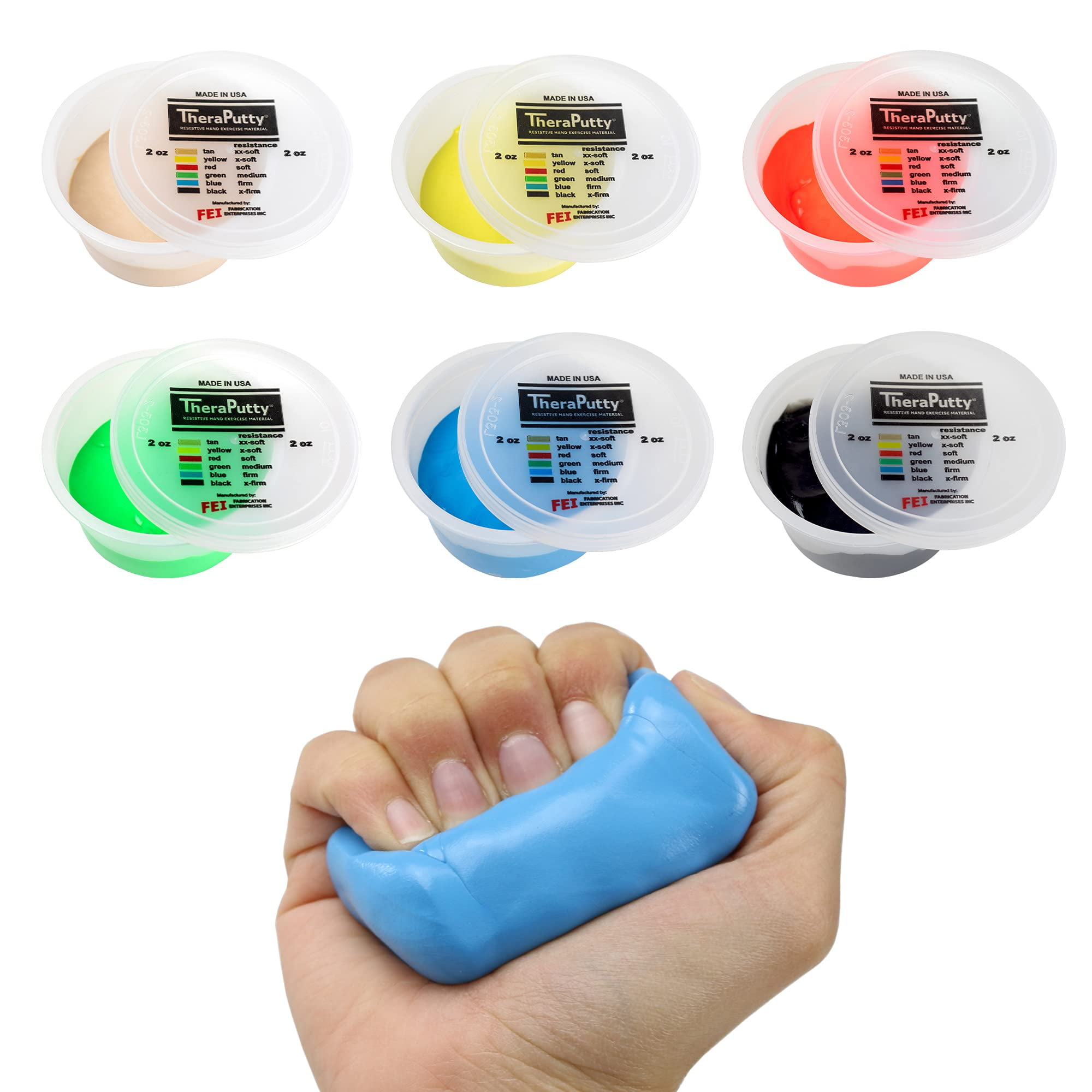 Set de masillas para ejercicios manuales CanDo Theraputty Plus, 60 g (6 ...