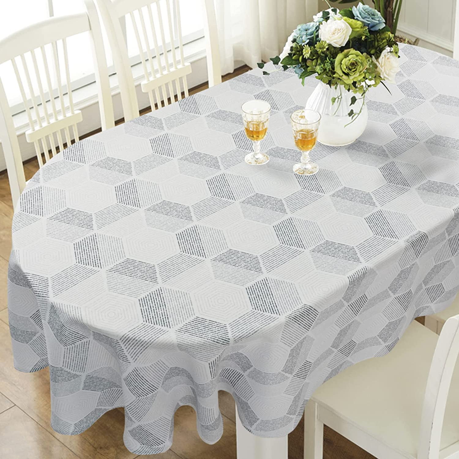 Oval Grey Tablecloth 54x72in for Oval Table Waterproof Table Cloths for ...