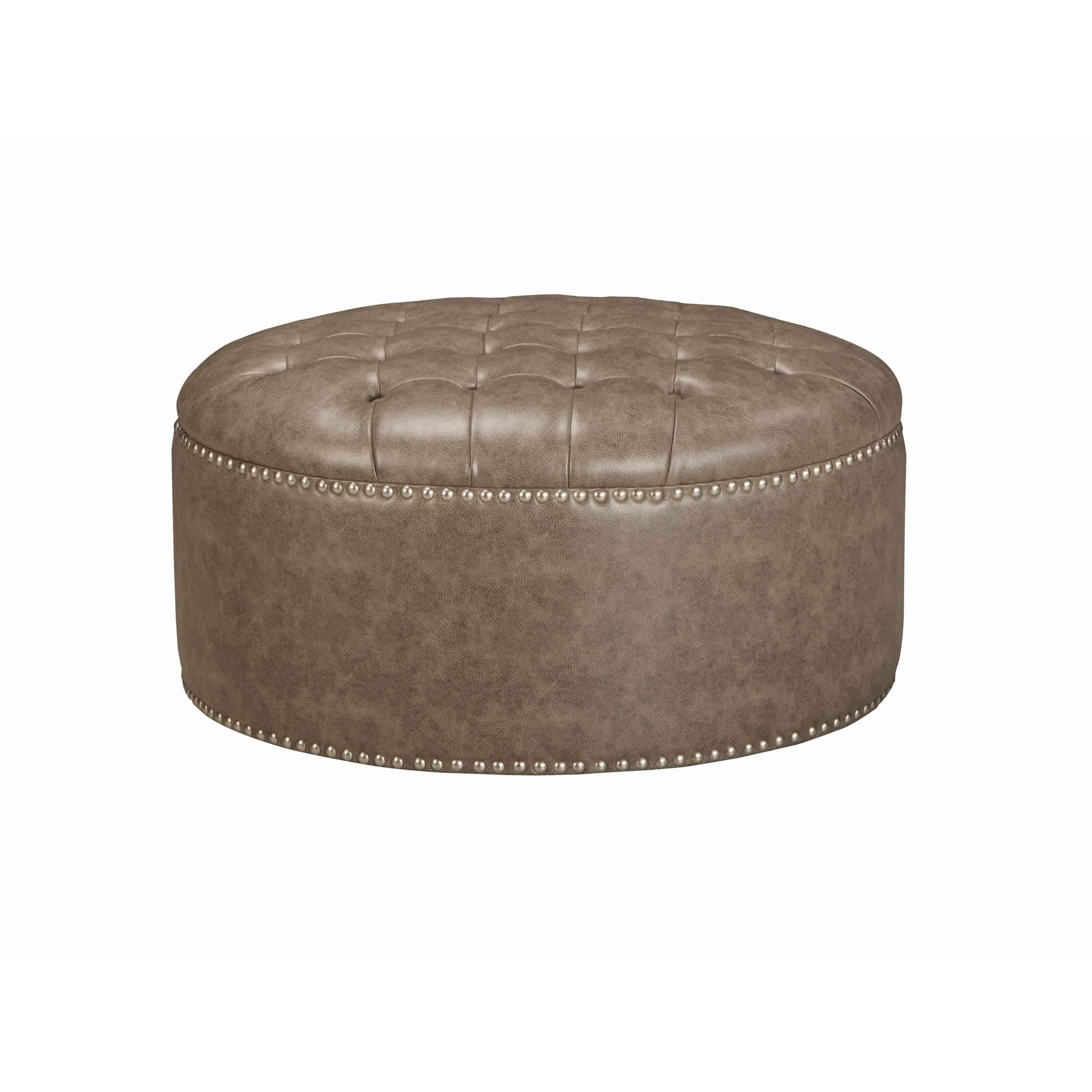 Round Shaped Oversized Ottoman with Button Tufted Cushioned Top, Brown ...