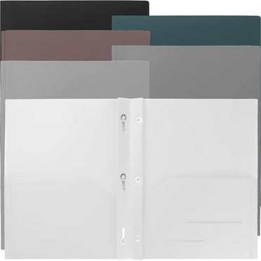 Youngever 12 Pack Heavy Duty Plastic Two Pocket Folders with 3 Prongs ...