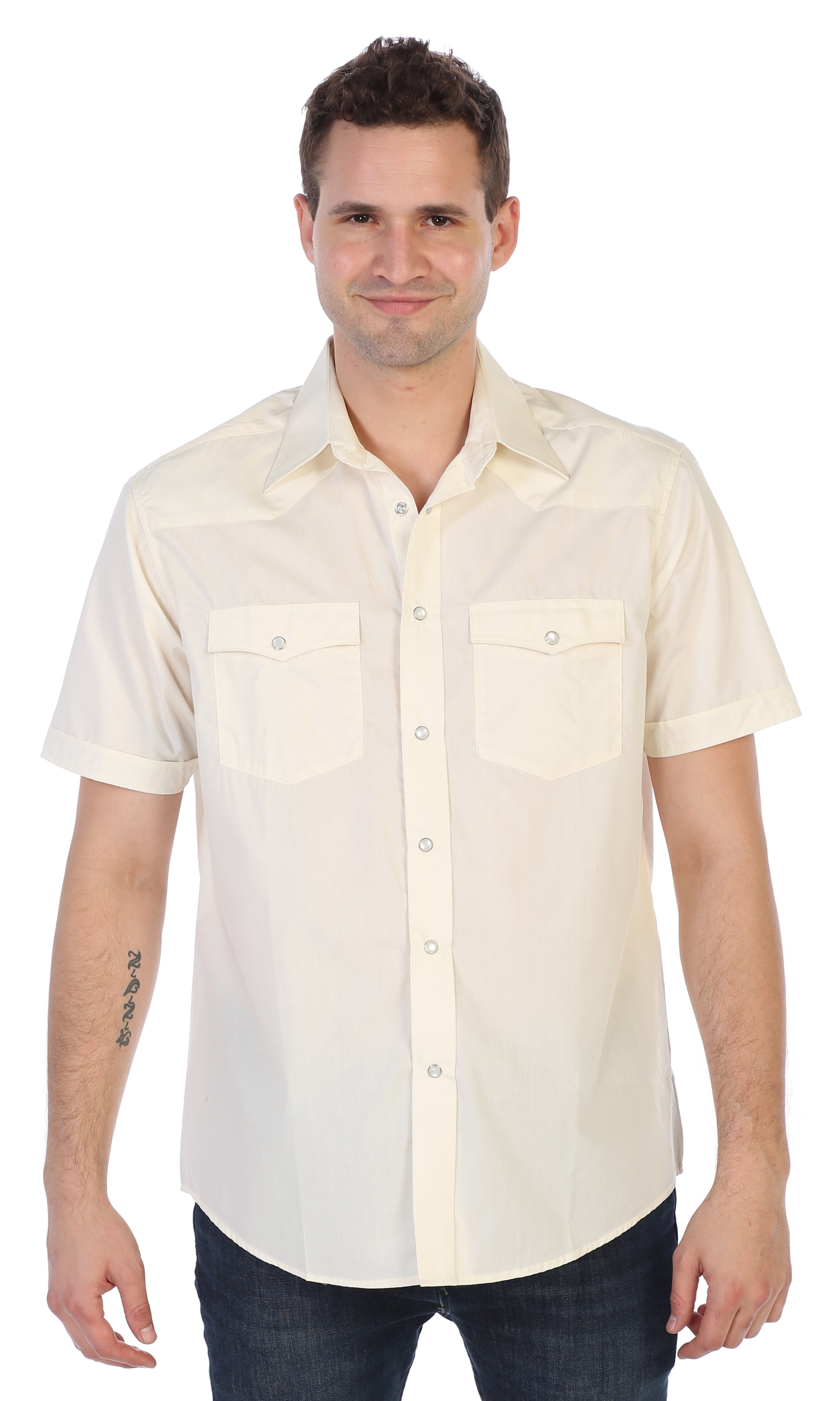 Gioberti Mens Casual Western Solid Short Sleeve Shirt with Pearl Snaps ...