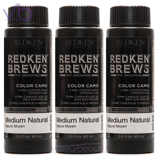 Redken Brews For Men 5 Minute Color Camo, Medium Natural (3x60ml ...