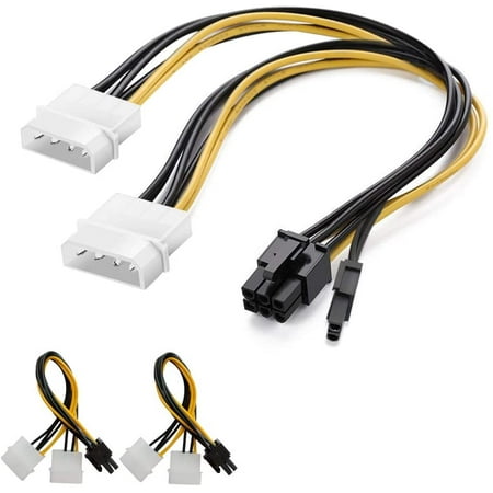 Modeshell (2-Pack) Molex Dual 4 Pin to 8 Pin PCIe Female Adapter Y Dual ...