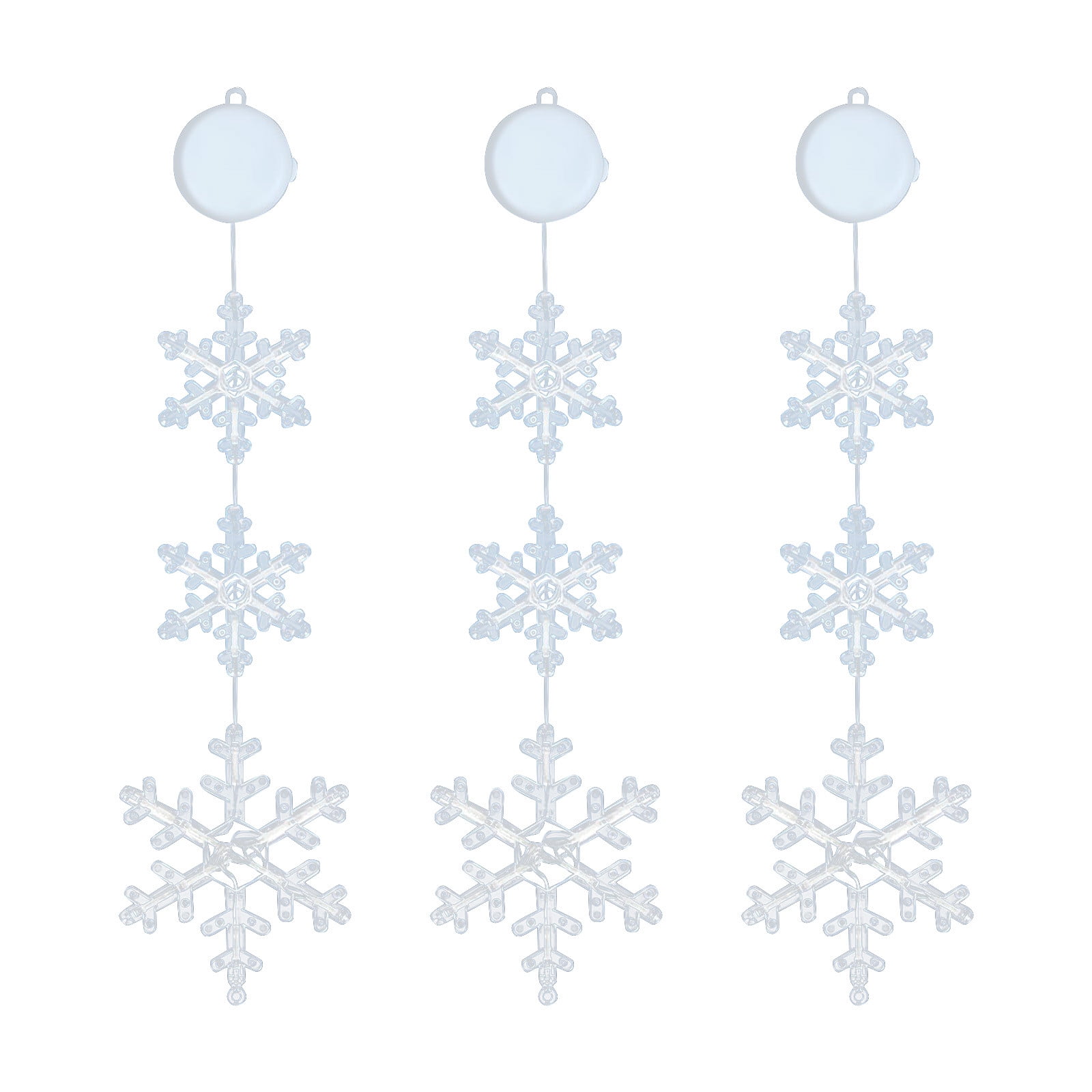 Ecpecad Christmas Window Decorations  3 Pc Snowflake Christmas Window Lights With Suction Cup  Led Battery Operated Christmas Lights Indoor Outdoor Xm