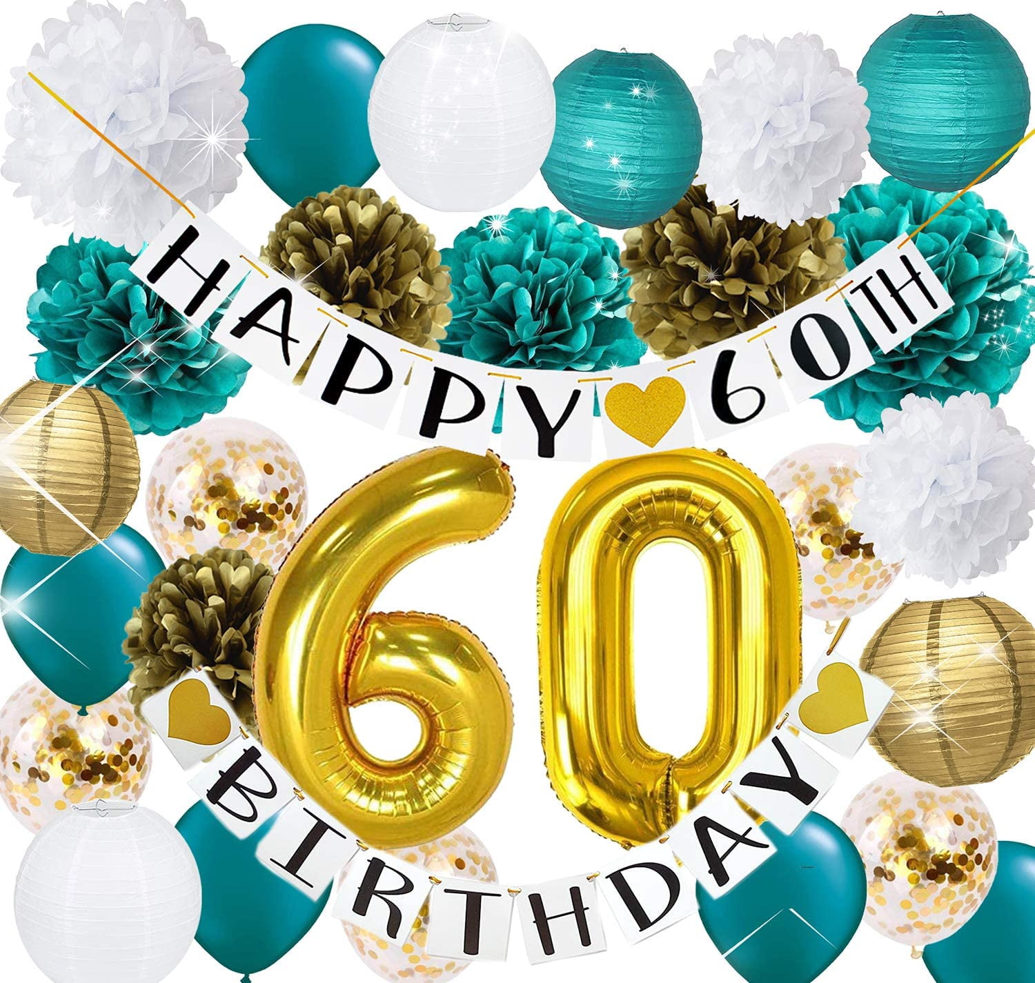 Paper & Party Supplies 60th birthday decoration Happy 60th birthday ...