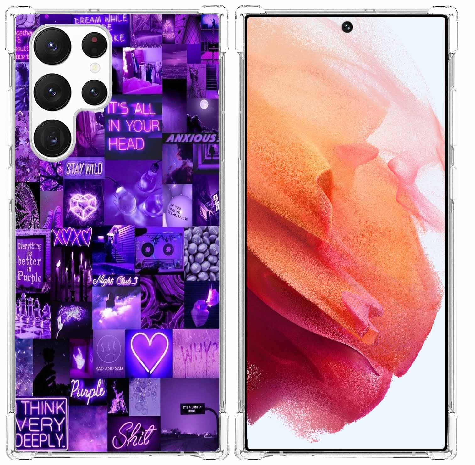 Blue Neon Lamp Collage Case for Samsung Galaxy S23 Ultra,Aesthetic Art ...