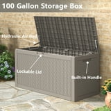 Bifanuo 100 Gallon Deck Box Lockable Resin Outdoor Storage Box ...