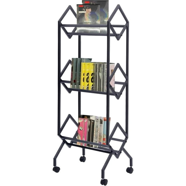 MONIPA 3 Tier Vinyl Record Stand Mobile Rack with Casters for Storage ...