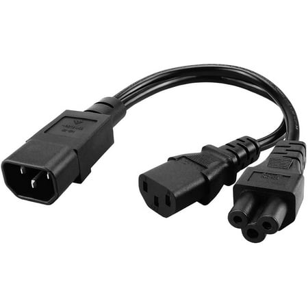Tekit C14 to C5+C13 Y Splitter Power Plug Cord,Single IEC 320 C14 Male ...