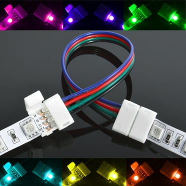 ABI 10mm 4-pin Solderless Clip-on Coupler Connector for 5050 RGB LED ...