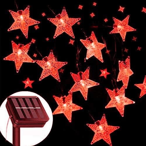 LINLIN Solar Star String Lights, 7M 50LED Star Garden Lights Star Fairy ...
