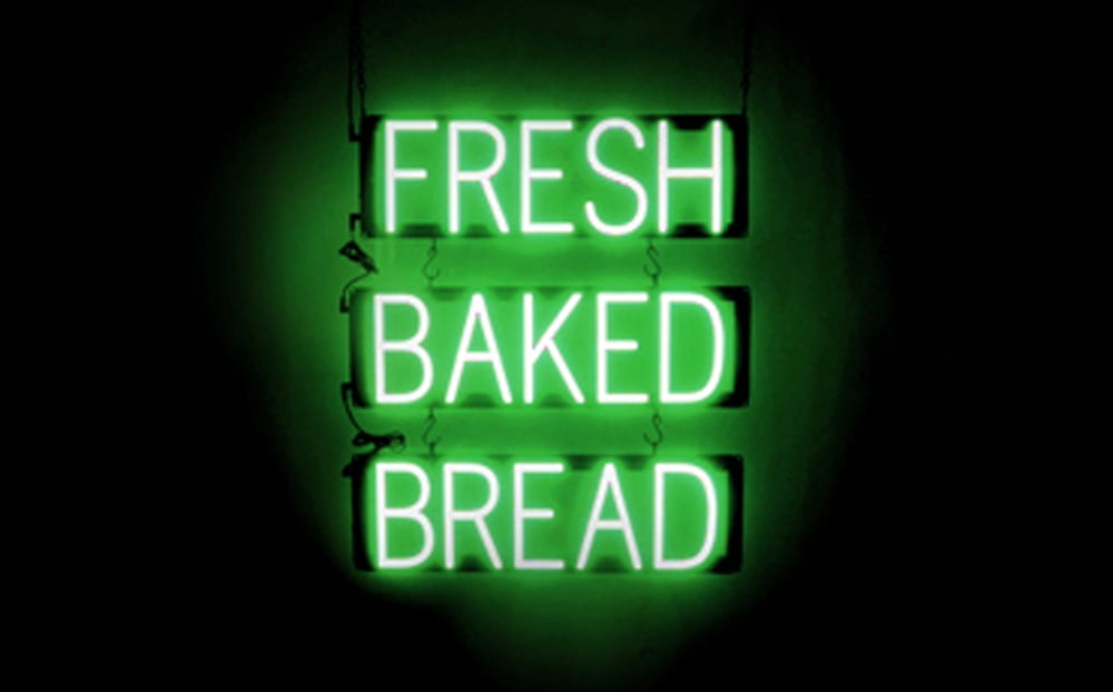 SpellBrite FRESH BAKED BREAD LED Sign for Business. 20.5" x 23.8" Green ...